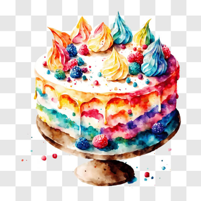 Download Colorful Multi-Layered Cake with Various Toppings PNGs Online ...