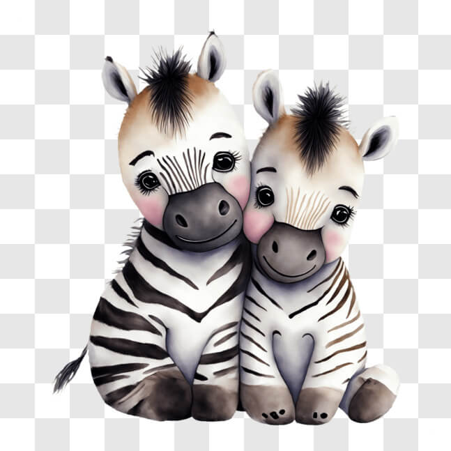 Download Two cute and cuddly zebras on a black background PNGs Online ...
