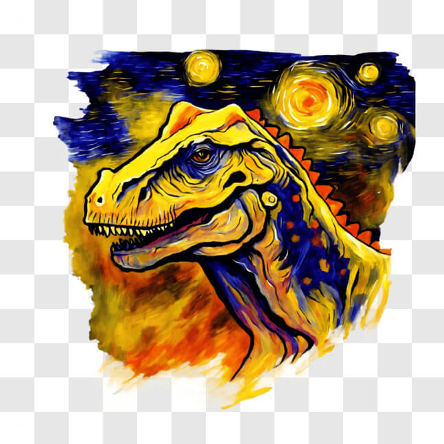 Download Colorful Dinosaur Painting with Starry Sky Background PNGs ...