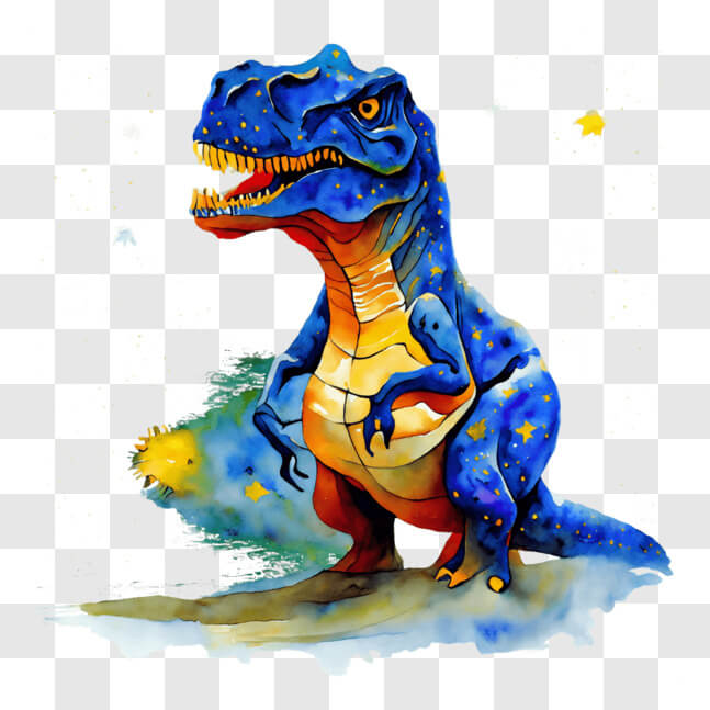 Download Blue T-Rex Dinosaur with Open Mouth and Stars in Background ...