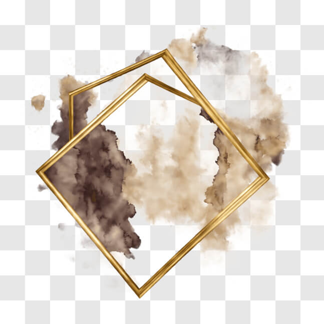 Download Abstract Gold Frame with Watercolor Splatters and Brown ...
