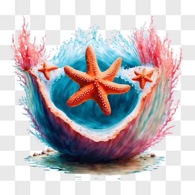 Download Colorful Starfish and Seashells in Water PNGs Online ...