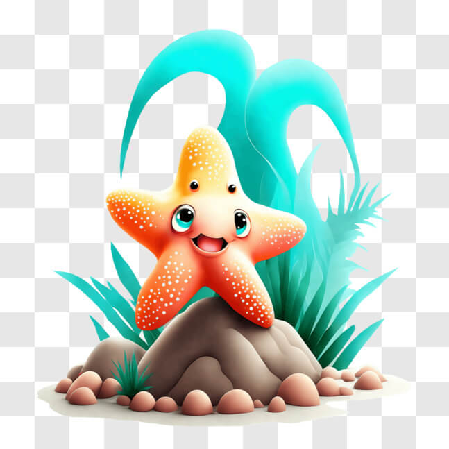 Download Cartoon Zeester op Rotsen en Planten PNGs online op Creative ...