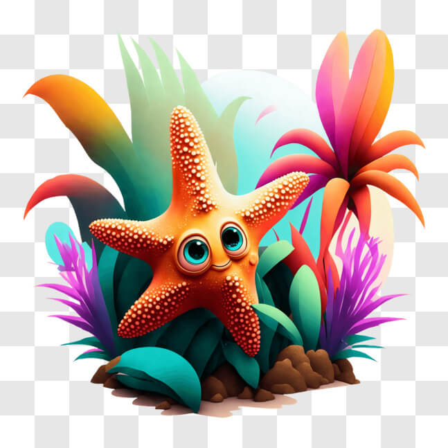 Download Cartoon Zeester in Kleurrijke Onderwater Scène PNGs online op ...