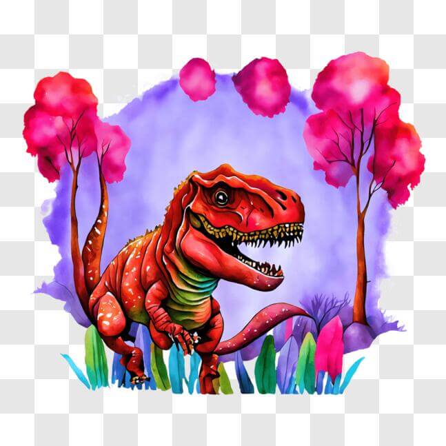 Download Educational Red T-Rex Dinosaur Painting PNG Online - Creative ...