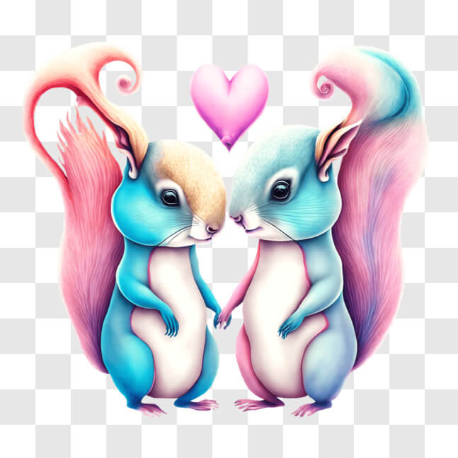 Download Colorful Squirrels in Love - Romantic Animal Relationship PNGs ...