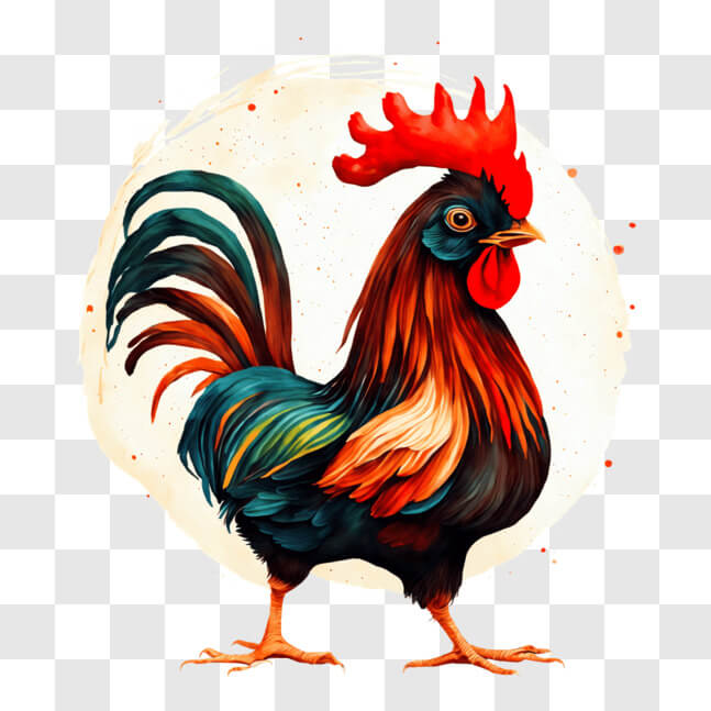 Download Colorful Rooster in Abstract Circle PNGs Online - Creative Fabrica