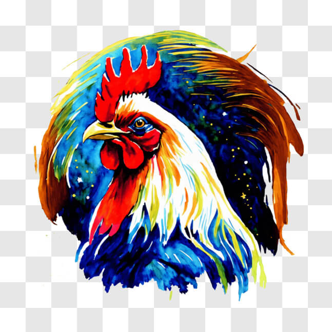 Download Colorful Rooster Head in Abstract Style PNGs Online - Creative ...