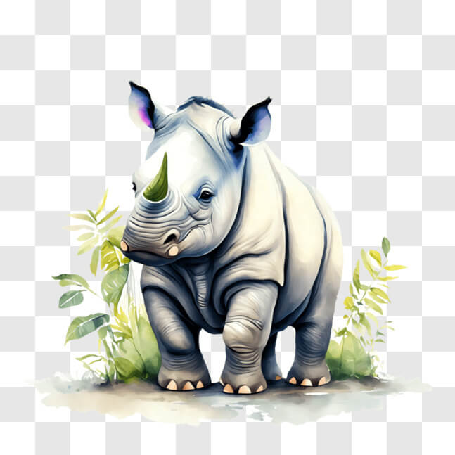 Download Cute Baby Rhino in a Natural Habitat PNGs Online - Creative ...