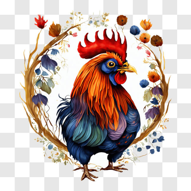 Download Colorful Rooster in a Flower Arrangement PNGs Online ...