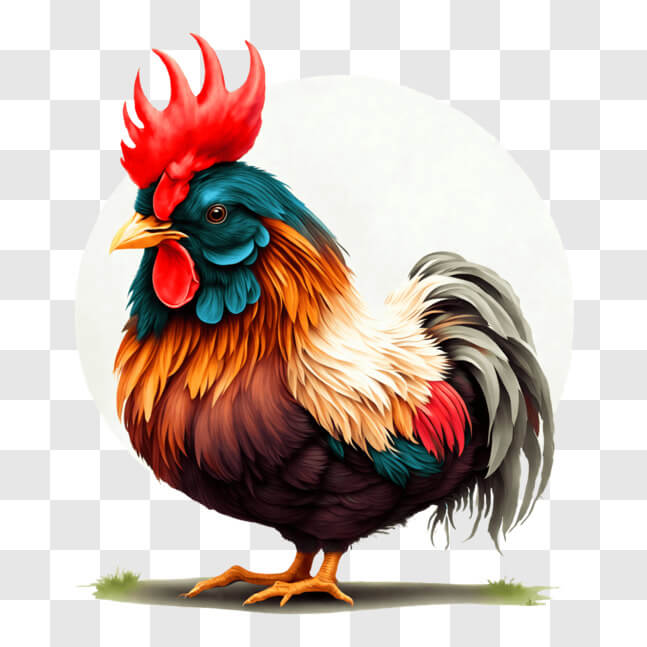 Download Colorful Rooster Standing in Front of Full Moon PNGs Online ...