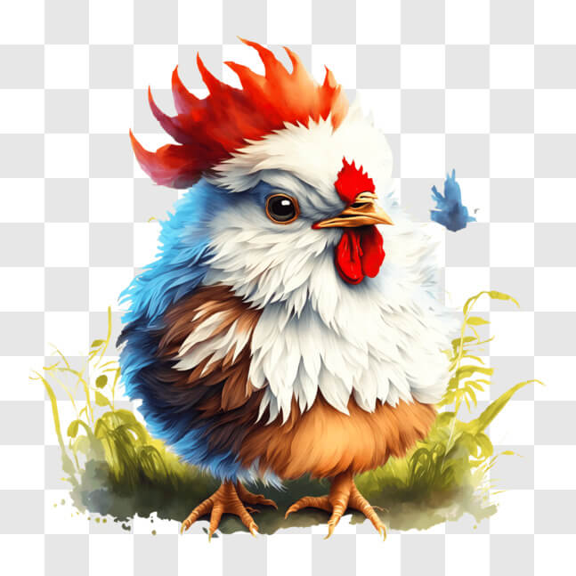 Download Cute Cartoon Chicken on Grass PNGs Online - Creative Fabrica
