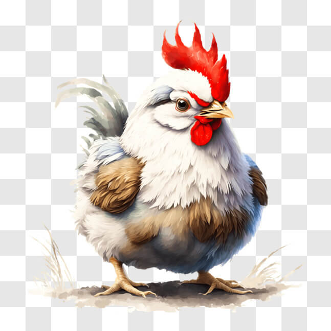 Download Realistic Brown and White Chicken in Grass PNGs Online ...