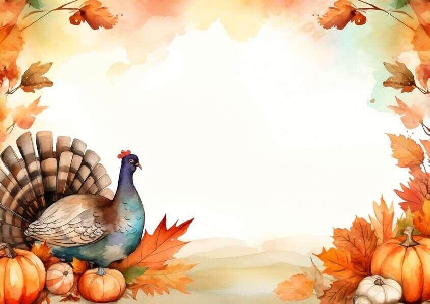 Download Watercolor Thanksgiving Background with Turkey and Pumpkins ...