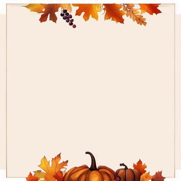 Download Autumn-themed Frame with Pumpkins, Leaves, and Grapes ...