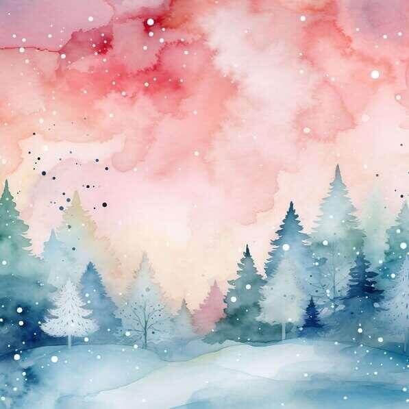 Download Snowy Trees in Winter Landscape Watercolor Painting ...