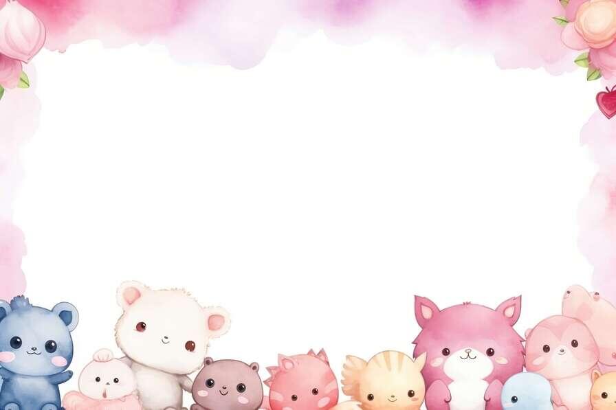 Download Cute Cartoon Animals Background with Pink Frame Backgrounds ...