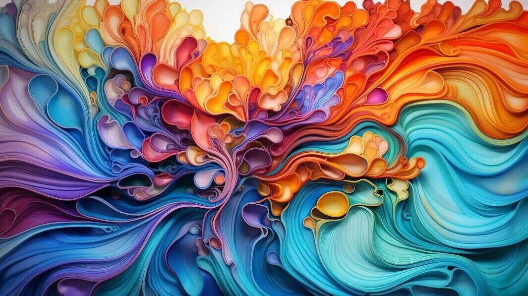 Download Colorful Abstract Painting with Swirls of Brightly Colored ...