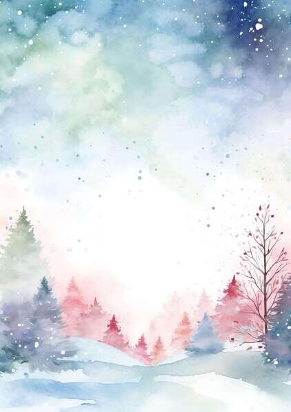 Download Idyllic Winter Landscape Watercolor Painting Backgrounds ...