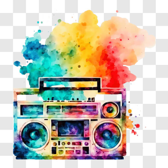 Download Colorful Boombox with Musical Instruments in the Background ...