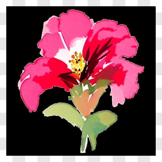 Télécharger Belle fleur rose avec des feuilles vertes PNG En Ligne ...