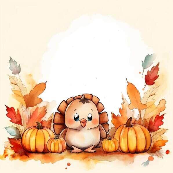 Download Watercolor Thanksgiving Turkey with Pumpkins and Leaves ...