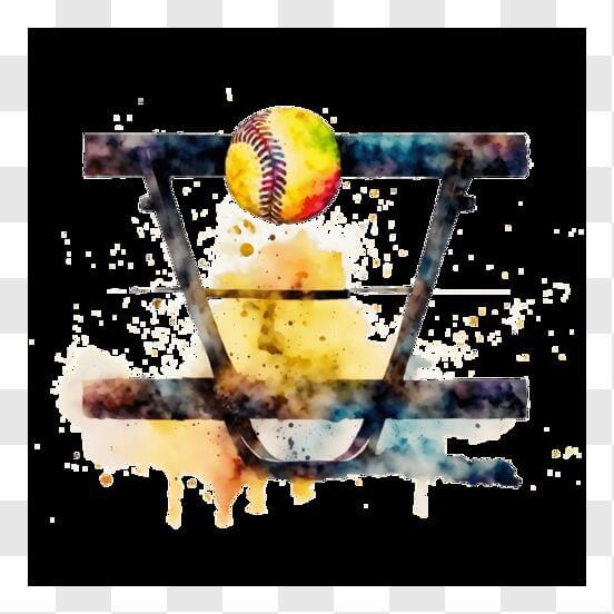 Download Colorful Softball with Vibrant Paint Splashes PNG Online ...