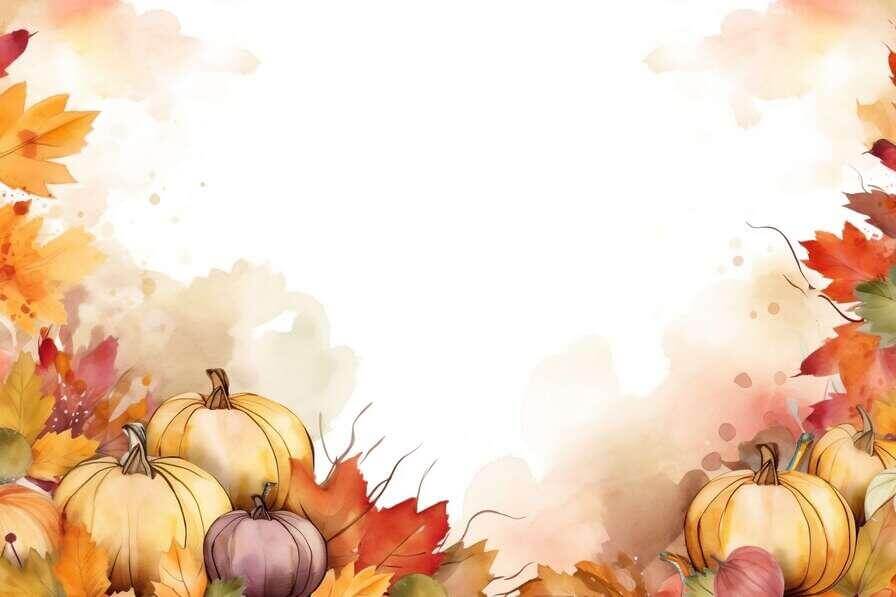 Download Autumn Watercolor Background with Pumpkins and Leaves ...
