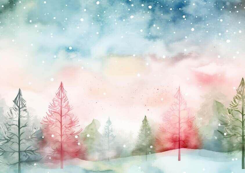 Download Snowy Trees in Winter Landscape - Watercolor Painting ...