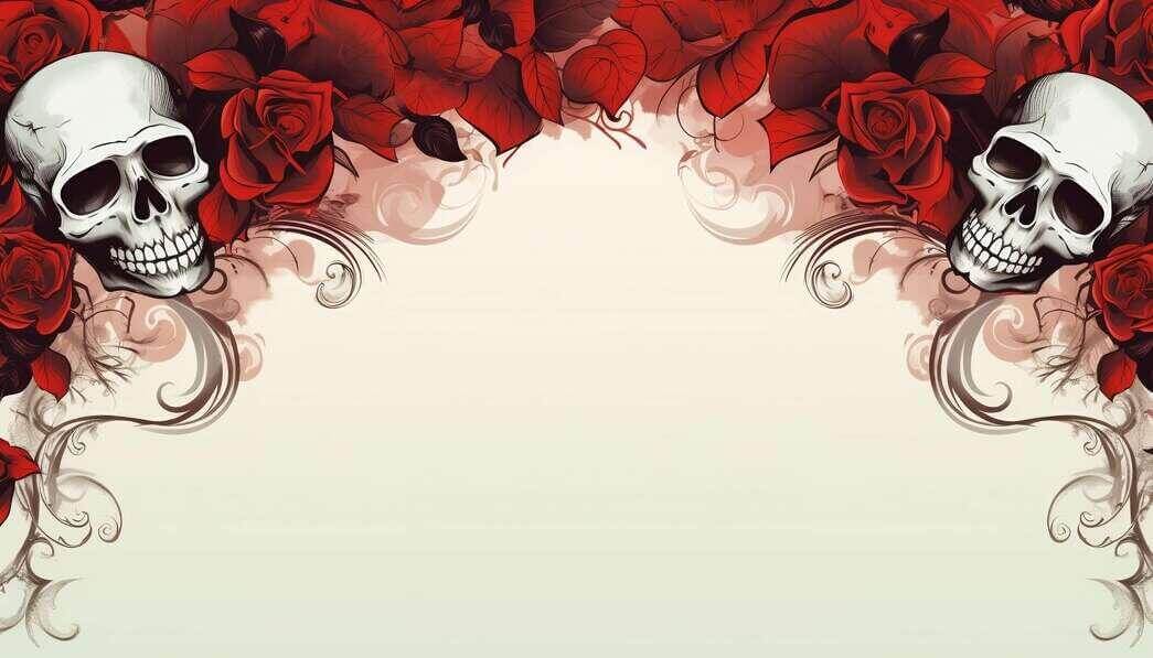 Download Skulls and Red Roses Art Piece Backgrounds Online - Creative ...