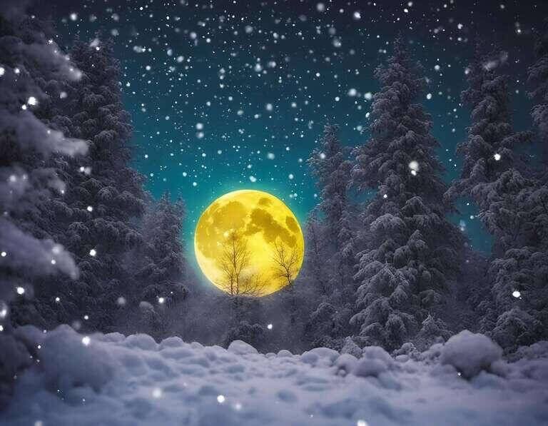 Download Full Moon in Snowy Forest with Falling Snow Backgrounds Online ...