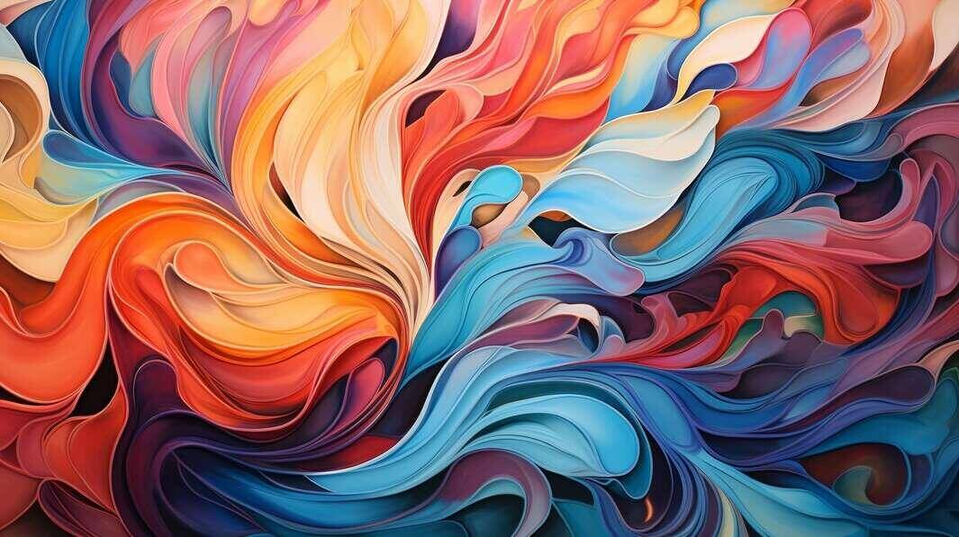 Download Colorful Abstract Painting with Swirls of Brightly Colored ...