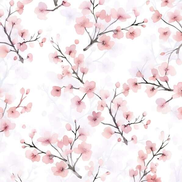 Download Pink Cherry Blossom Seamless Pattern on White Background ...