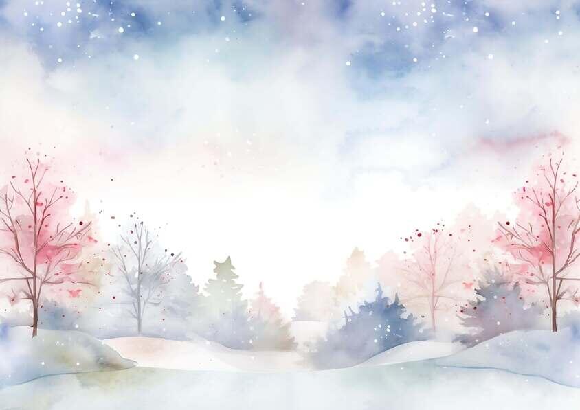 Download Idyllic Winter Landscape Watercolor Painting Backgrounds ...