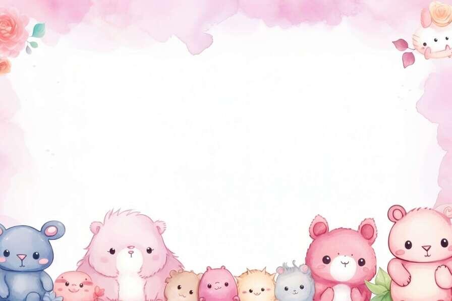Download Cute Teddy Bears with Pink Frame Backgrounds Online - Creative ...