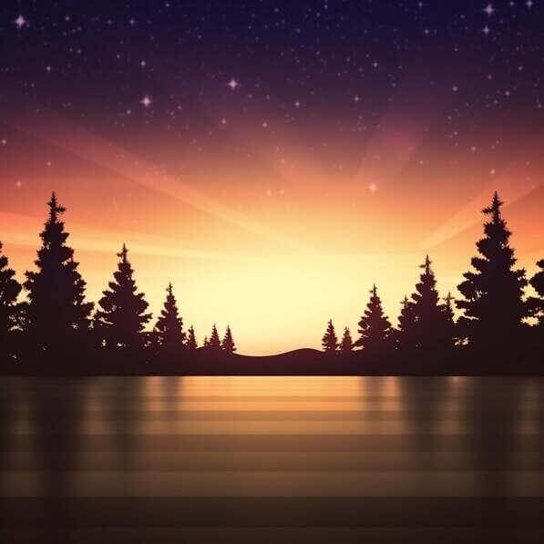 Download Lake with Trees and Stars at Sunset Background Backgrounds ...