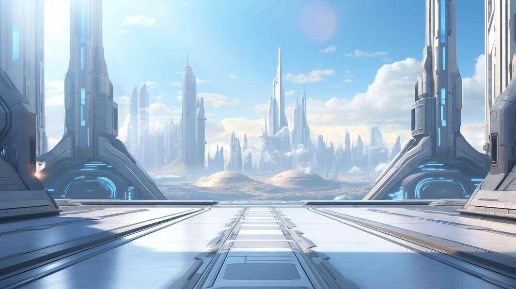 Download Futuristic Cityscape with Buildings and Lights Backgrounds ...