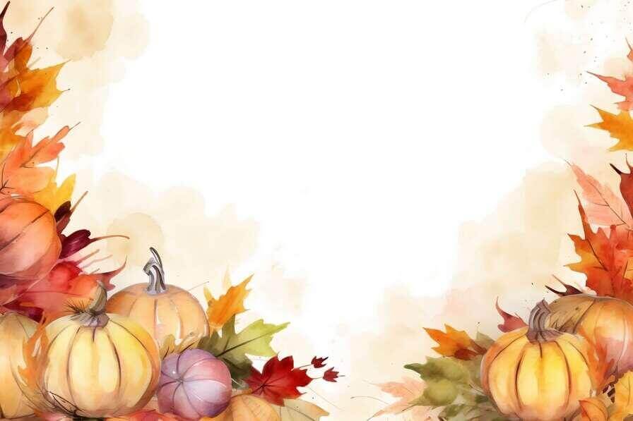 Download Watercolor Fall Background with Pumpkins and Leaves ...