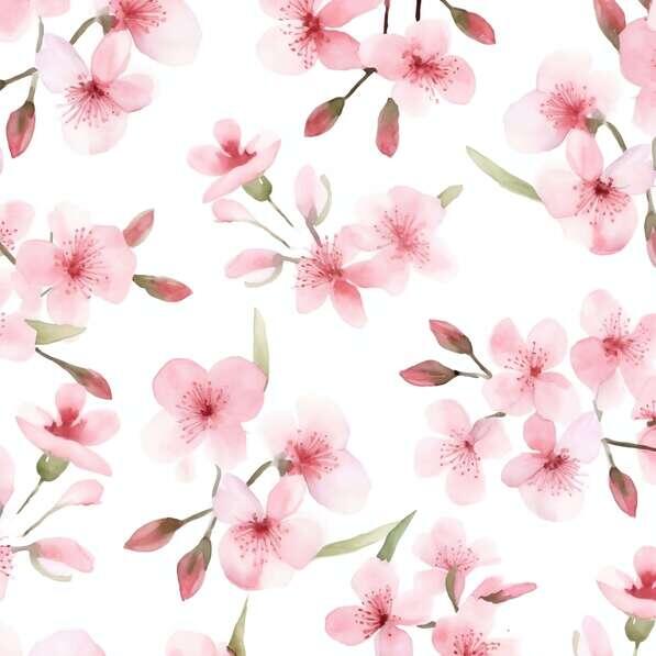 Download Pink Cherry Blossom Pattern on White Background Backgrounds ...
