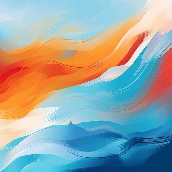 Download Abstract Painting of Ocean Wave in Blue, Red, Orange, and ...