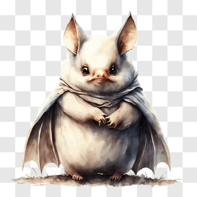 Download White Bat with Cape Sitting on Ground PNGs Online - Creative ...