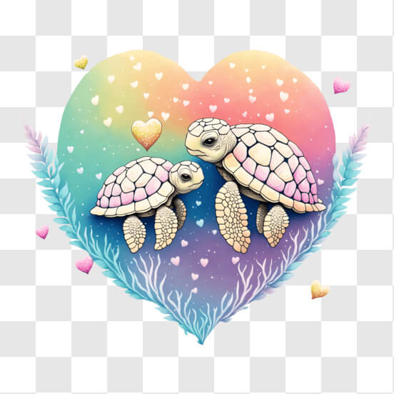 Download Cute and Playful Cartoon Turtle in Pink Corals PNG Online ...
