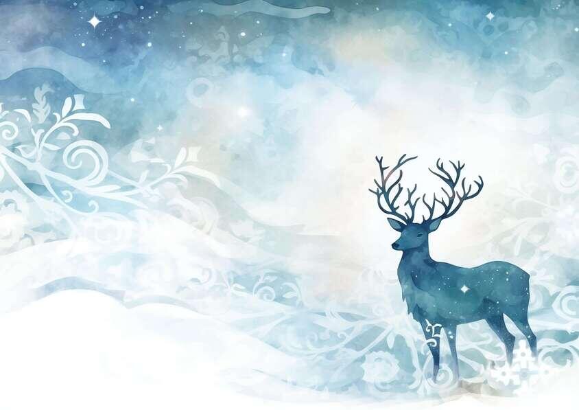 Download Blue Deer in Snowy Landscape Backgrounds Online - Creative Fabrica