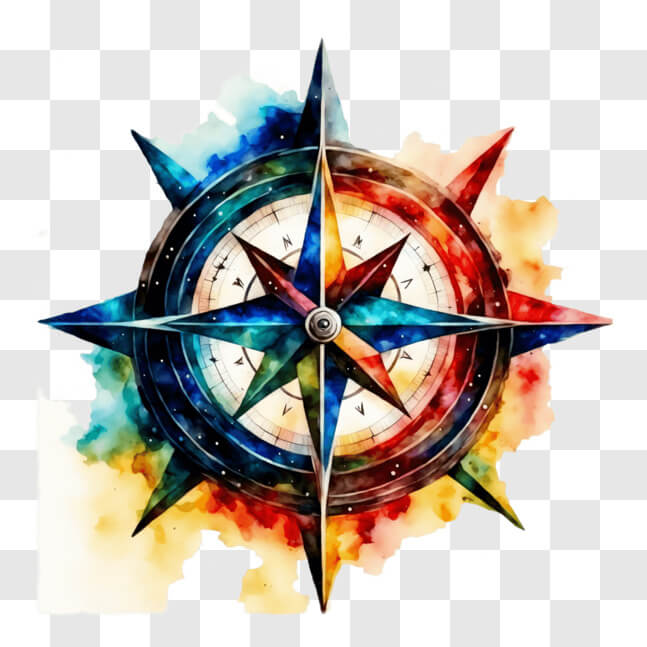 Download Colorful Compass with Watercolor Splashes Background PNGs ...