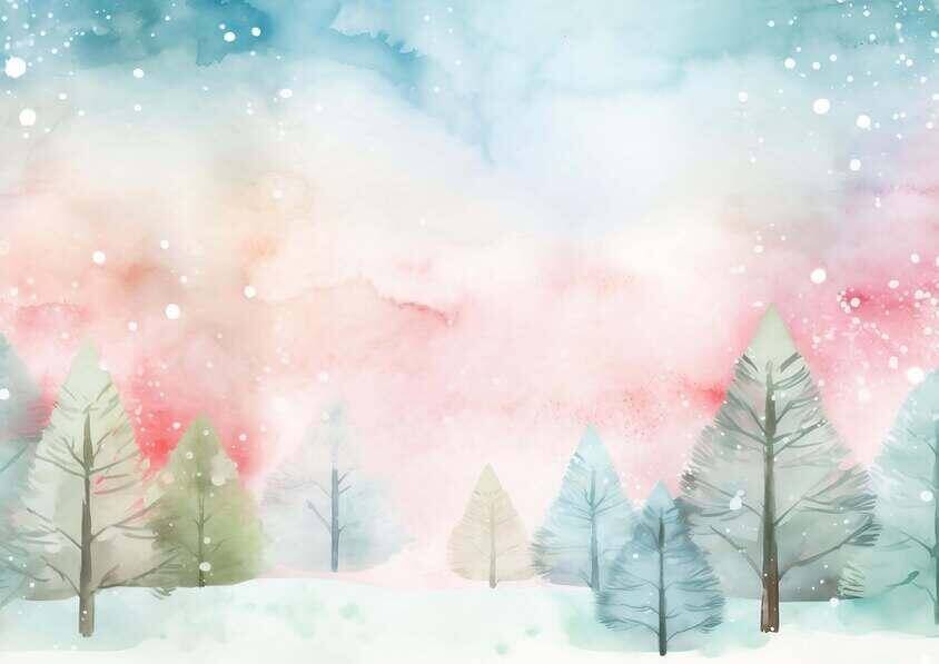 Download Snowy Trees in Winter Landscape Watercolor Painting ...