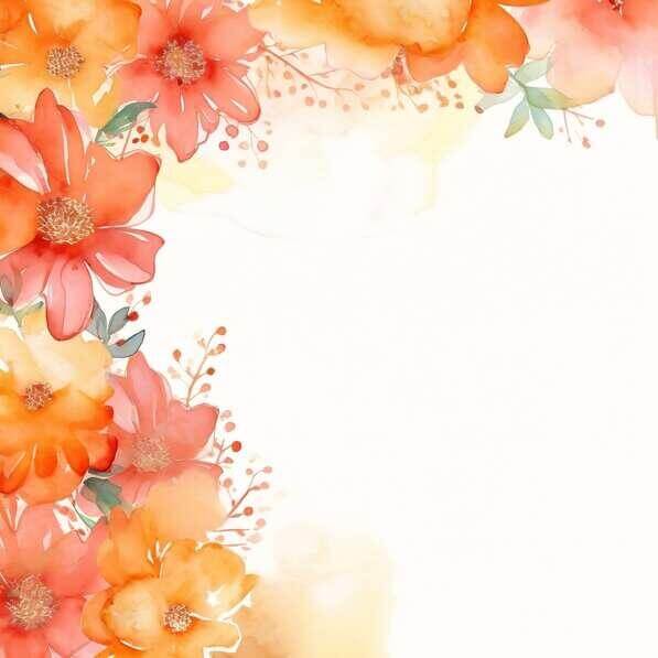 Download Orange Floral Frame on a White Background Backgrounds Online ...