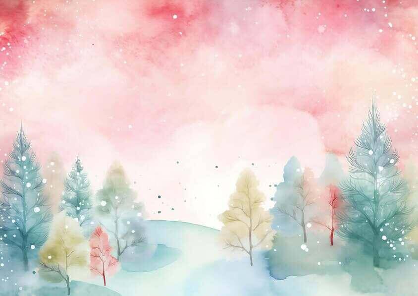 Download Winter Landscape with Trees and Snow - Watercolor Painting ...
