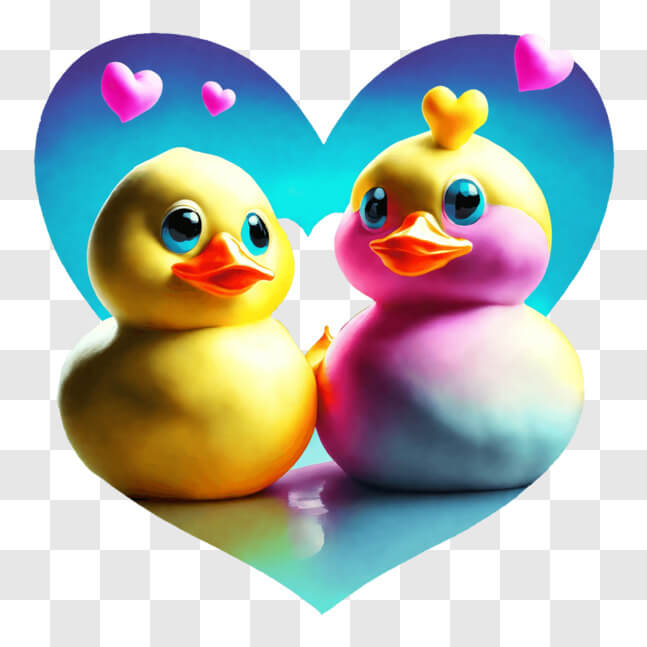 Download Yellow and Pink Rubber Ducks in Heart Shape PNGs Online ...