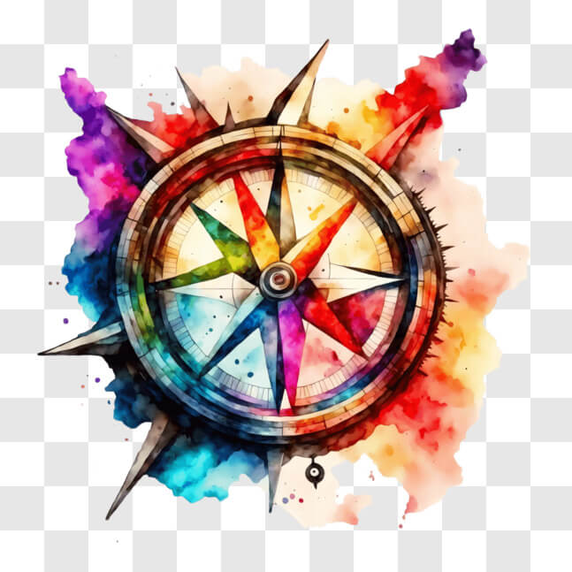 Download Colorful Compass with Watercolor Splashes PNGs Online ...