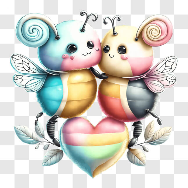 Download Cute Bees Hugging in Heart Shape PNGs Online - Creative Fabrica